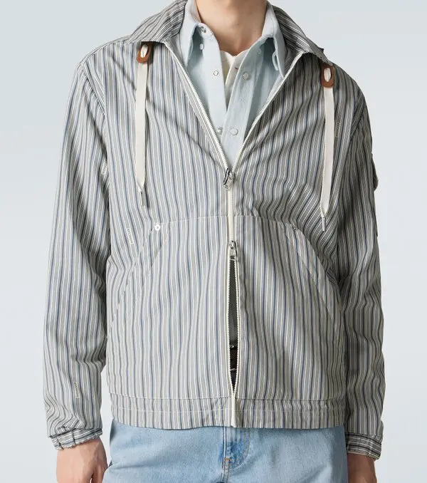 Moncler Havas Striped Poplin Blouson Jacket - Blue