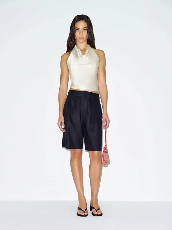 REFORMATION Drew Linen Short - Black