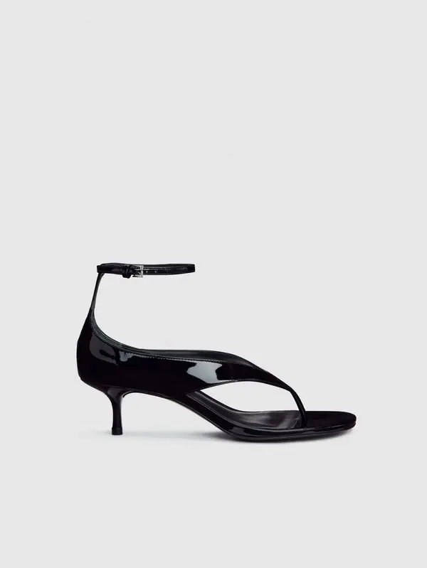 REFORMATION Stef Heeled Sandal Patent - Black