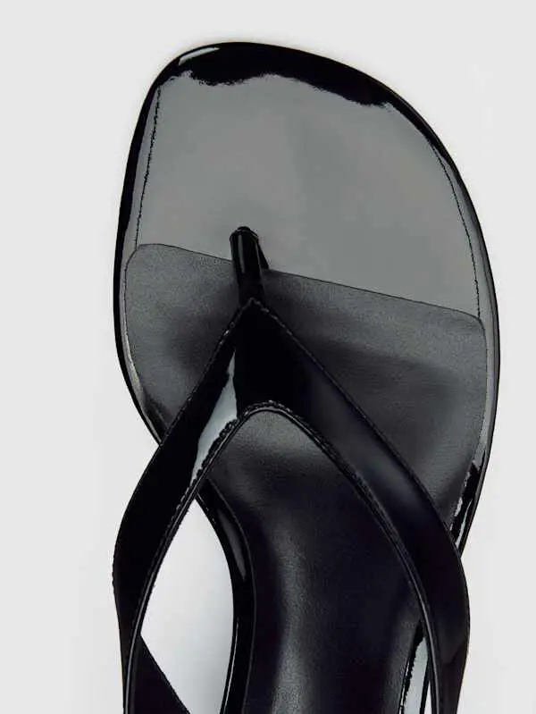 REFORMATION Stef Heeled Sandal Patent - Black