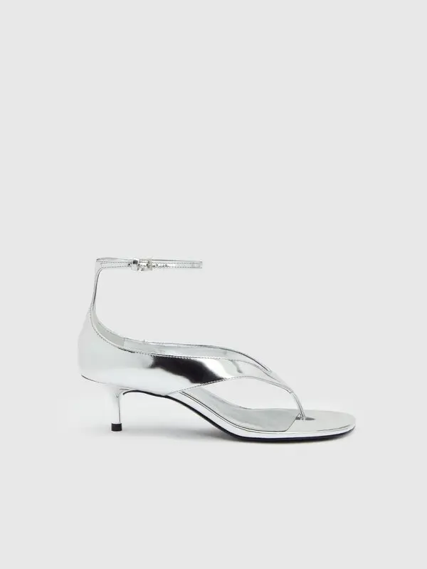 REFORMATION Stef Heeled Sandal - Silver