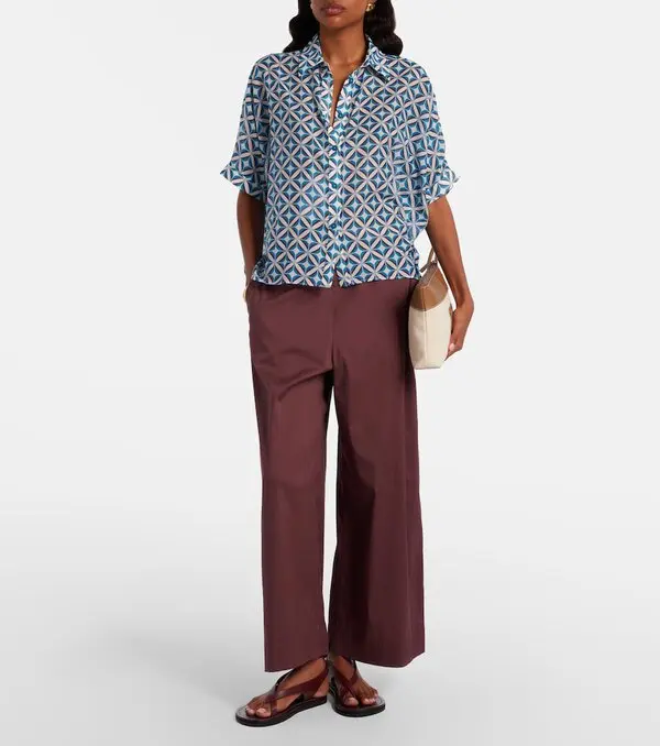 Max Mara Pece Cotton-blend Wide-leg Pants