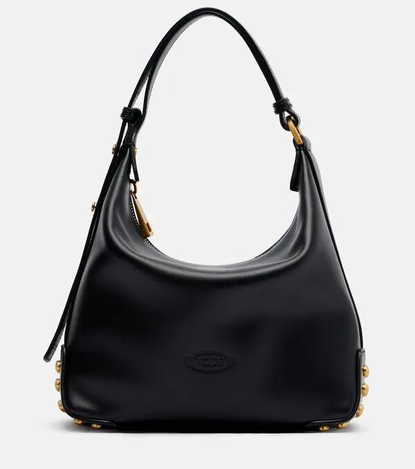 TOD'S Metal Dots Mini Leather Shoulder Bag - Black