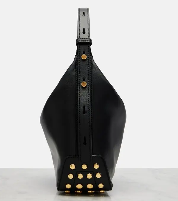 TOD'S Metal Dots Mini Leather Shoulder Bag - Black