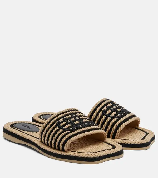Chloé Logo Slides - Black