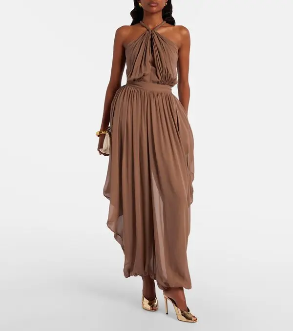 Elie Saab Draped Silk Pants