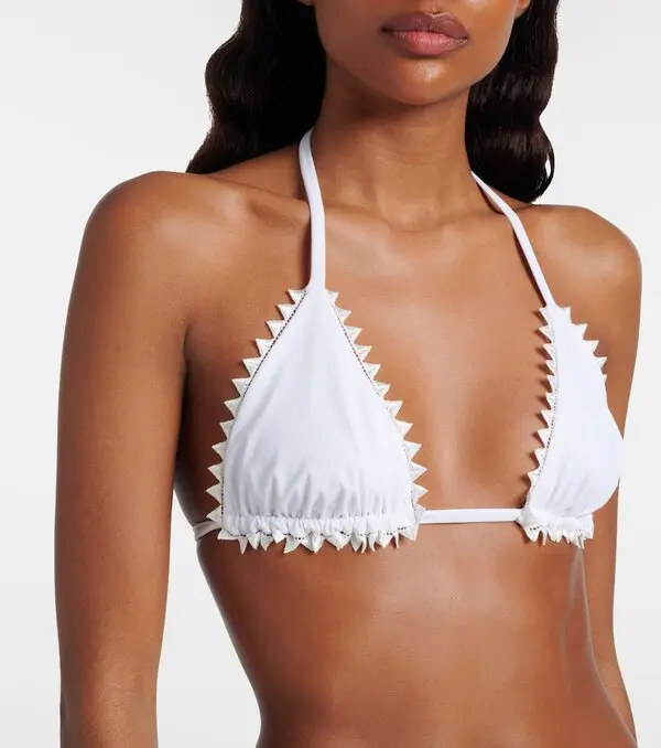 Jacquemus Picot Embroidered Bikini Top - White
