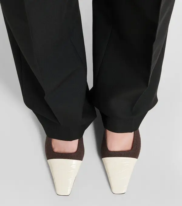 TOD'S Leather-trimmed Canvas Slingback Pumps - Brown