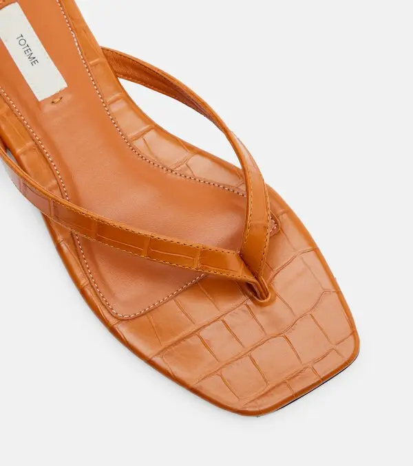 TOTEME Croc-effect Leather Thong Sandals