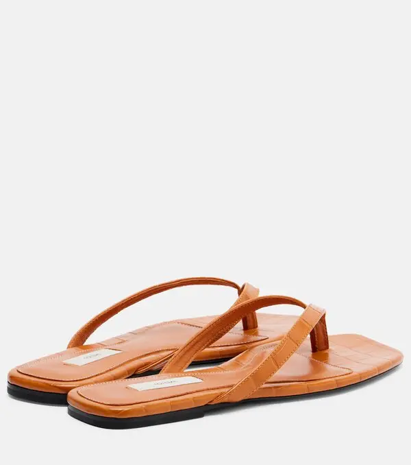 TOTEME Croc-effect Leather Thong Sandals