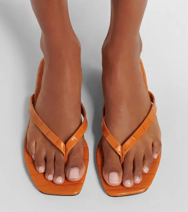 TOTEME Croc-effect Leather Thong Sandals
