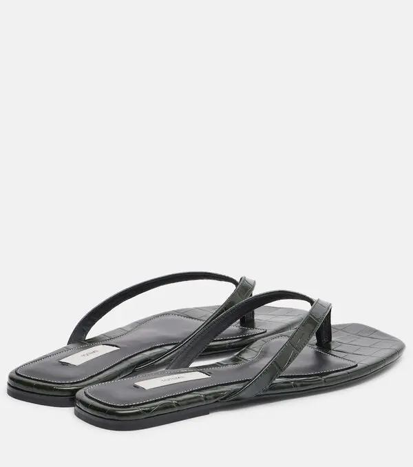 TOTEME Croc-effect Leather Thong Sandals