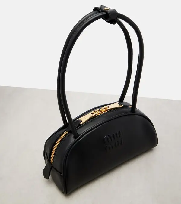 Miu Miu Beau Small Leather Bowling Bag - Black