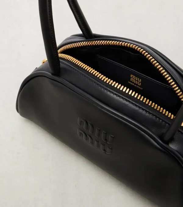 Miu Miu Beau Small Leather Bowling Bag - Black
