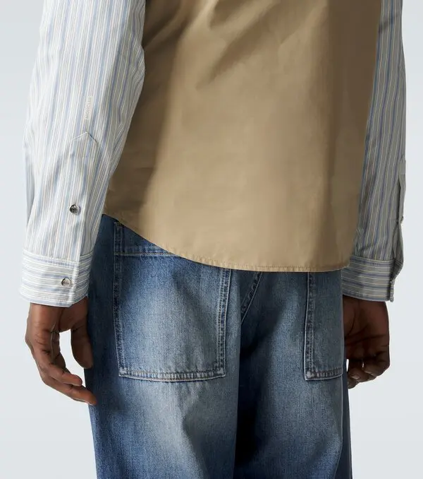 Moncler Striped Cotton Poplin Zip-up Shirt