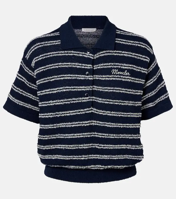 Moncler Logo Striped Polo Sweater - Blue