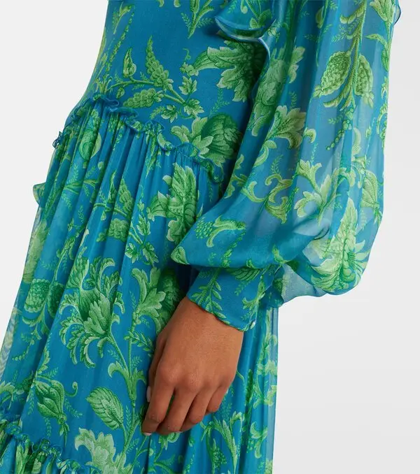 Etro Floral Ruffled Tiered Silk Chiffon Maxi Dress