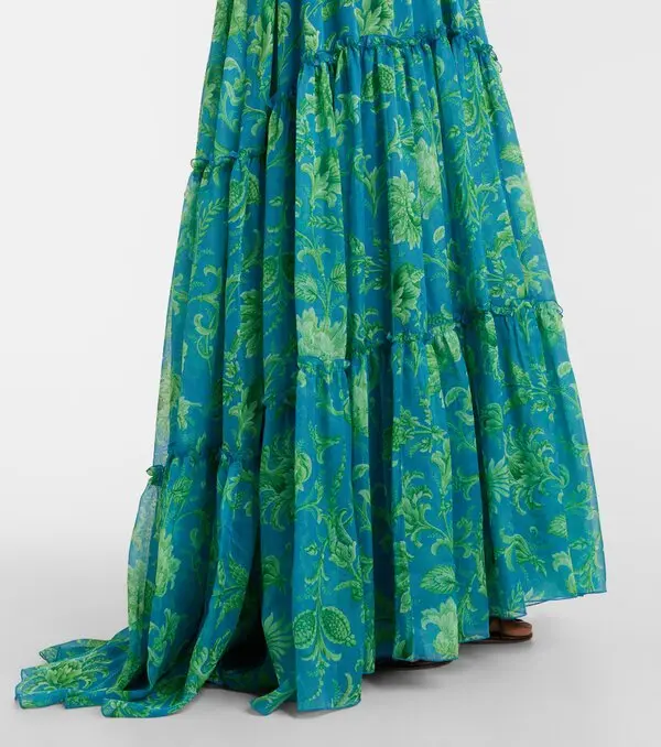 Etro Floral Ruffled Tiered Silk Chiffon Maxi Dress