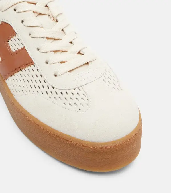 Hogan H698 Suede Platform Mules - Beige