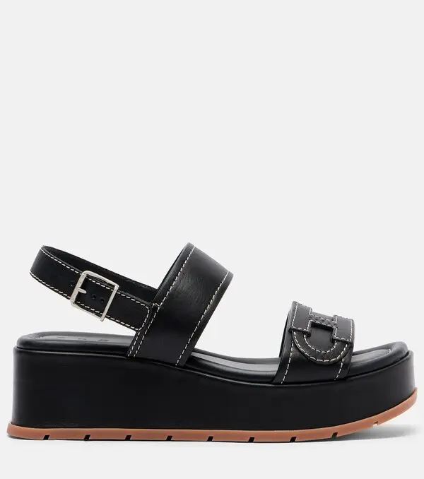 Hogan H703 Leather Platform Sandals