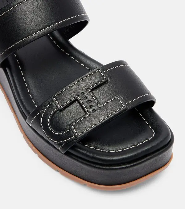 Hogan H703 Leather Platform Sandals