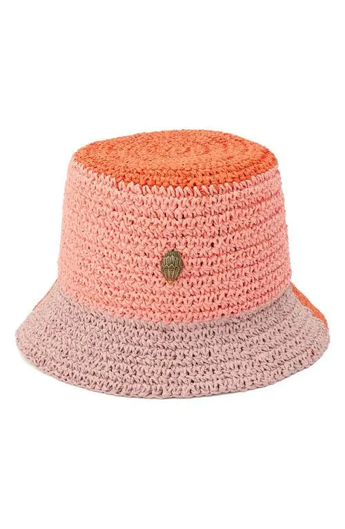 Kurt Geiger Raffia Bucket Hat - Coral Glow