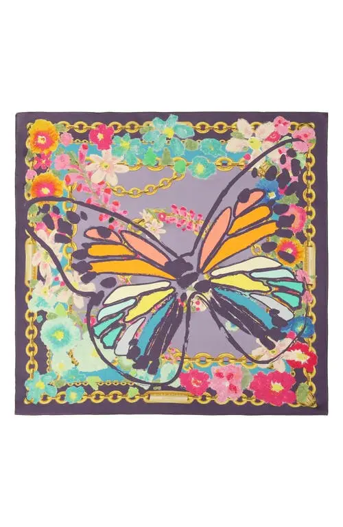 Kurt Geiger Floral Butterfly Square Silk Bandana - Rainbow