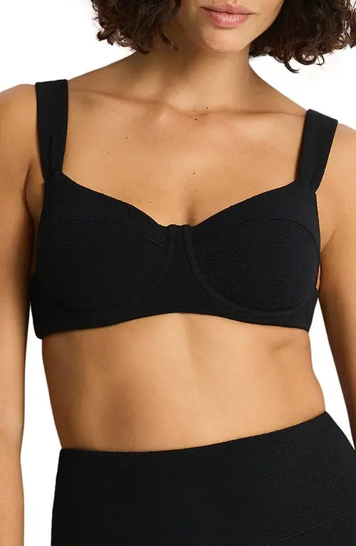 SEA LEVEL Underwire Balconette Bikini Top - Black