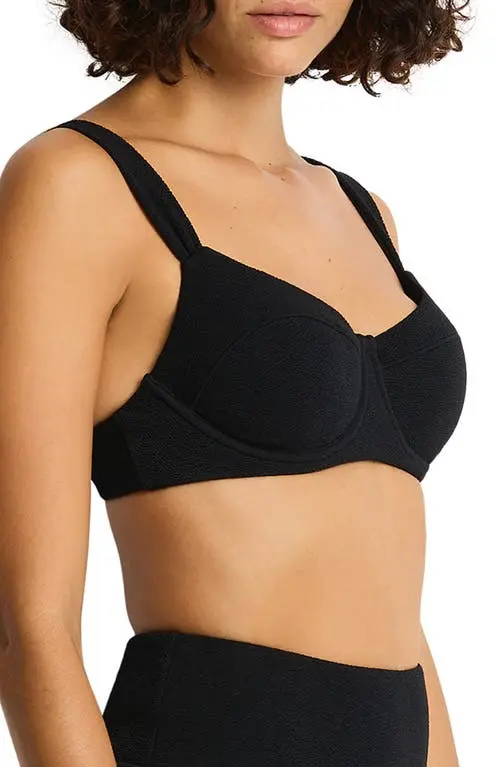 SEA LEVEL Underwire Balconette Bikini Top - Black