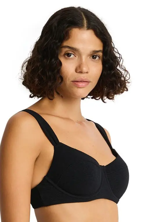 SEA LEVEL Underwire Balconette Bikini Top - Black