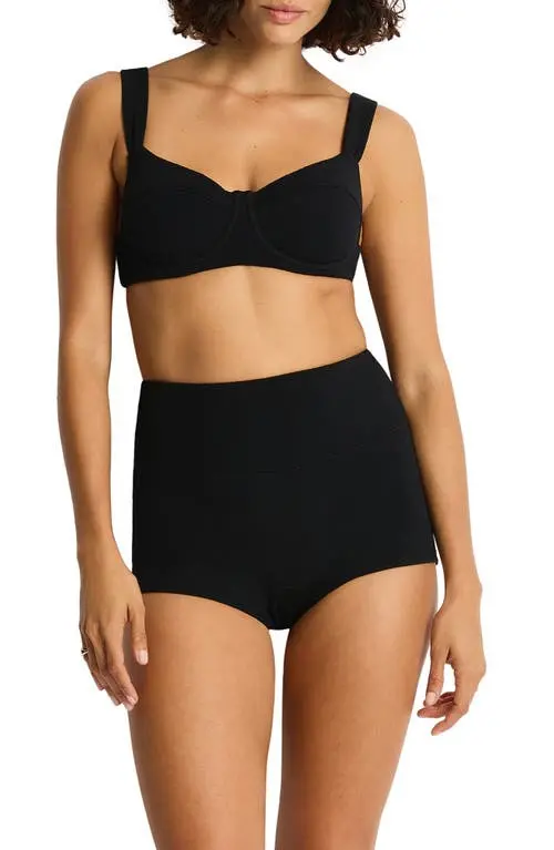 SEA LEVEL Underwire Balconette Bikini Top - Black