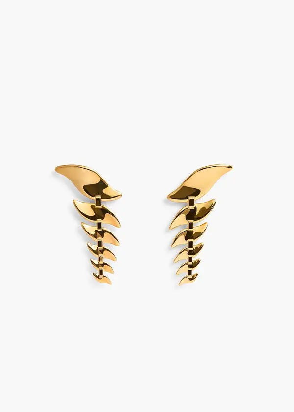 Khaite Leaf Cascading Drop Earrings - Gold