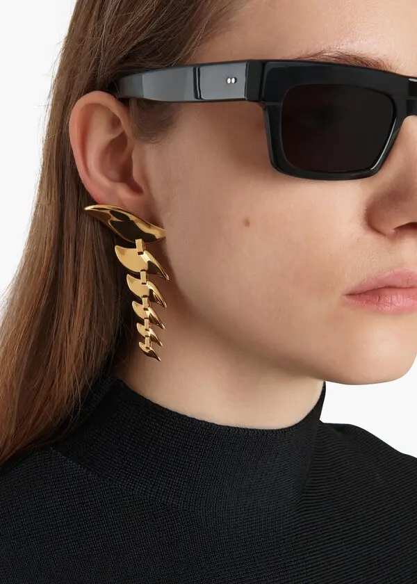 Khaite Leaf Cascading Drop Earrings - Gold