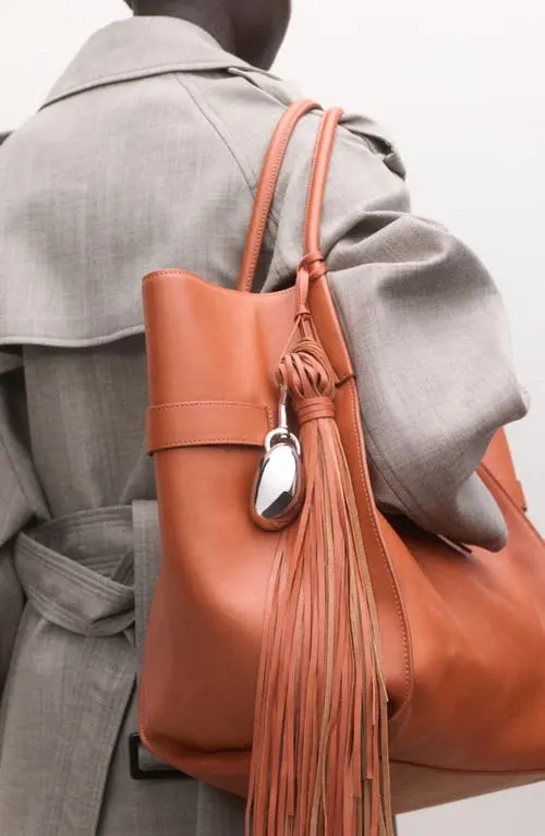 Mango Leather Fringe Keychain - Orange