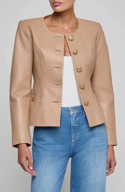 L'Agence Mariella Leather Blazer - Cappuccino