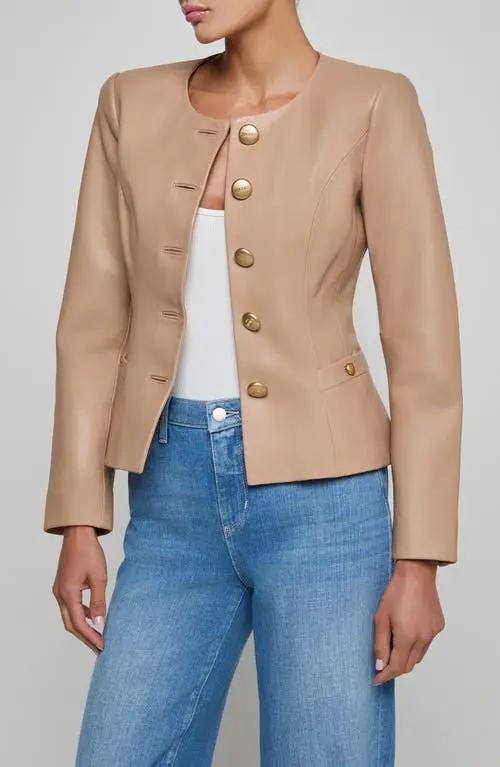 L'Agence Mariella Leather Blazer - Cappuccino