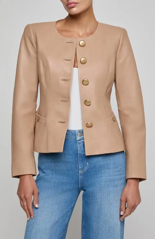L'Agence Mariella Leather Blazer - Cappuccino