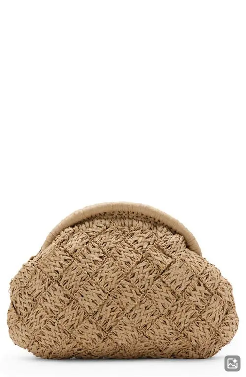 Mango Natural Fiber Frame Clutch - Beige