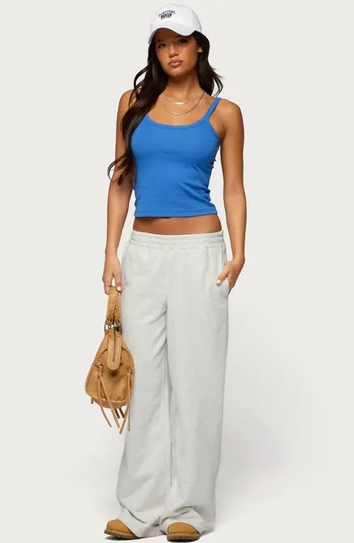 EDIKTED Stretch Cotton Crop Camisole - Blue