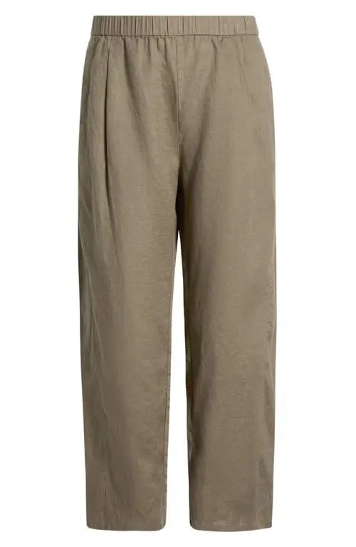 Eileen Fisher Pleated Organic Linen Ankle Lantern Pants - Walnut