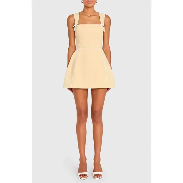 Amanda Uprichard Baylee Skirted Romper - Cornsilk/ivory