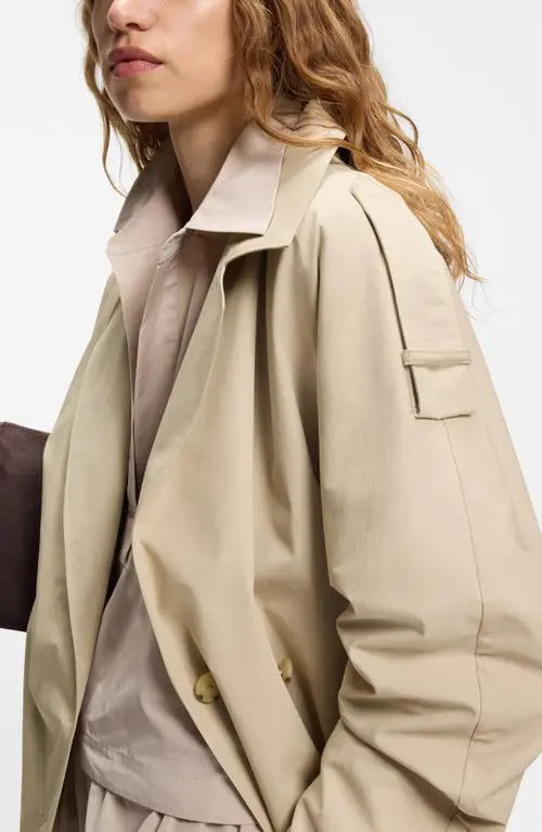 BOSS Cropped Cotton Trench Coat - Pumice