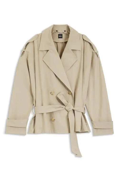 BOSS Cropped Cotton Trench Coat - Pumice