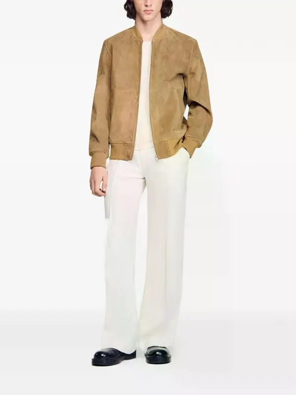 Sandro Zip-up Split Suede Varsity Jacket
