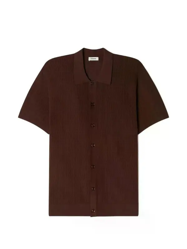 Sandro Openwork Short Sleeve Collared Shirt