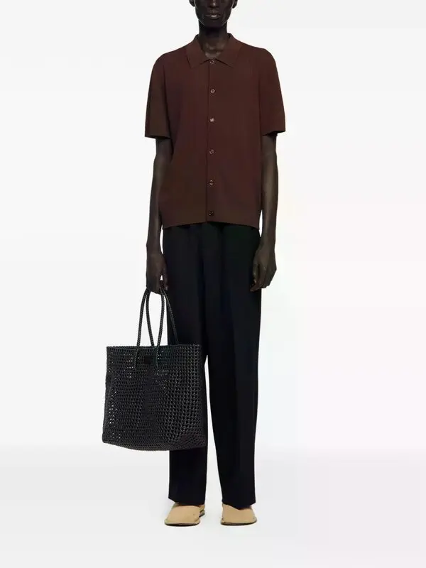 Sandro Openwork Short Sleeve Collared Shirt