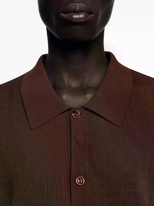 Sandro Openwork Short Sleeve Collared Shirt
