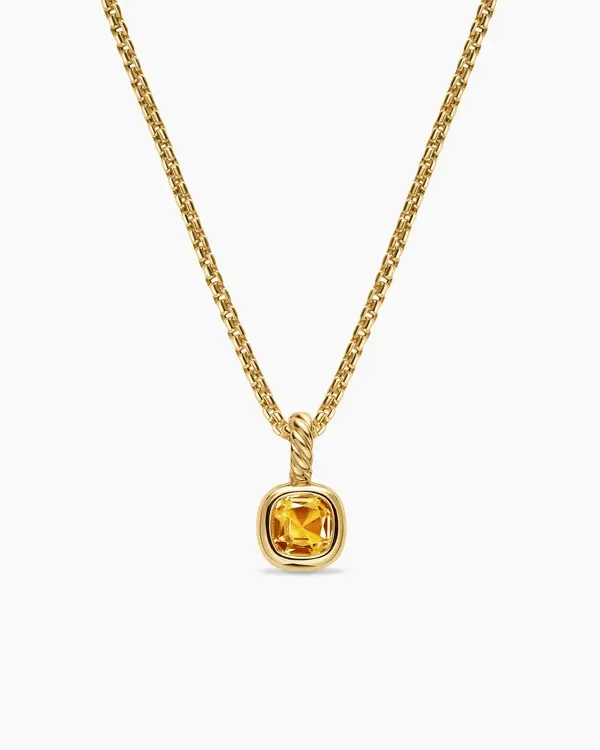 David Yurman 18k Yellow Gold Mini Cushion Cut Amulet With - Citrine
