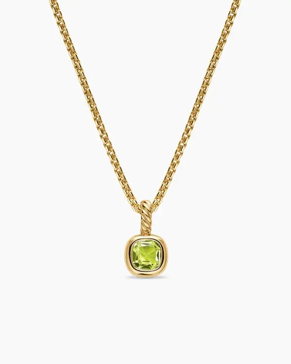 David Yurman 18k Yellow Gold Mini Cushion Cut Amulet With - Peridot