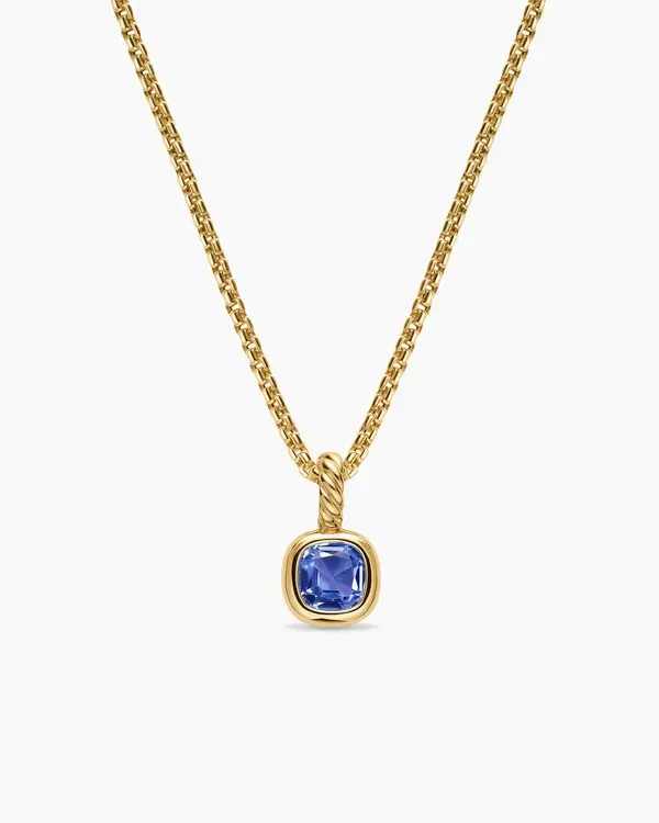 David Yurman 18k Yellow Gold Mini Cushion Cut Amulet With - Tanzanite